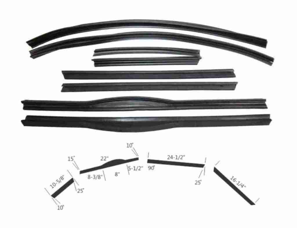 1942-48 Convertible Folding Top Side Roof Rail Weatherstrip Set, 8 ...